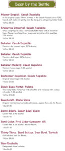Menu – La Trattoria Bohemia
