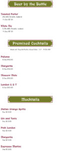 Menu – La Trattoria Bohemia